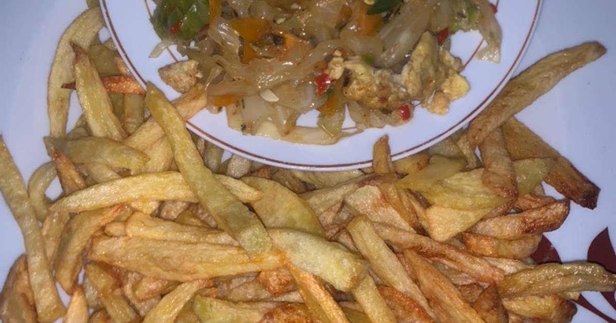 Fried Irish with cabbage egg sauce girki daga Mrs Mubarak - Cookpad