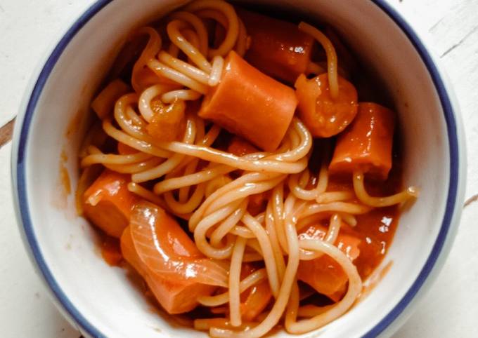Resep Spaghetti Tusuk Sosis Saos Gochujang Viral🍝 oleh Bunda Ayesha ...