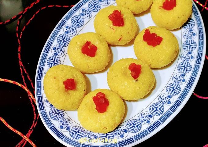 Saffron /Kesar/Yellow Coconut Peda Recipe by Dr. Madhumita Mishra - Cookpad
