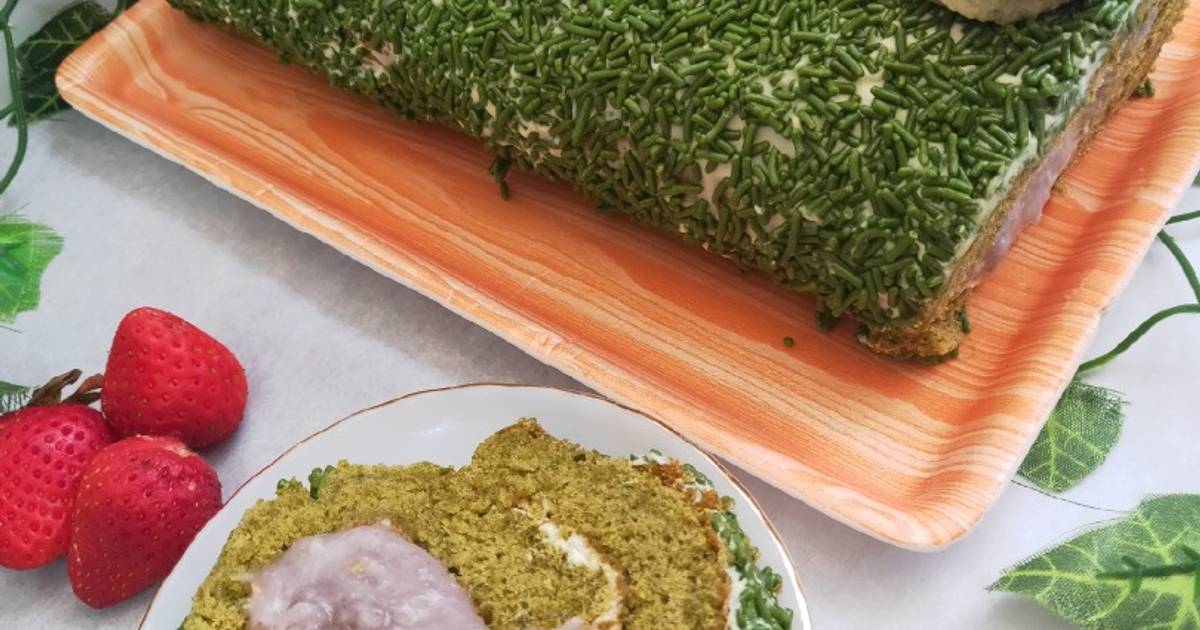Resep Matcha Roll cake with taro pasta resep ce chennieszhang oleh Nuu ...
