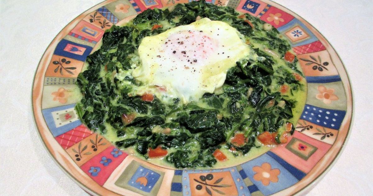Espinaca Congelada Con Piñones Y Huevo Receta de "cocinar con jorgette"