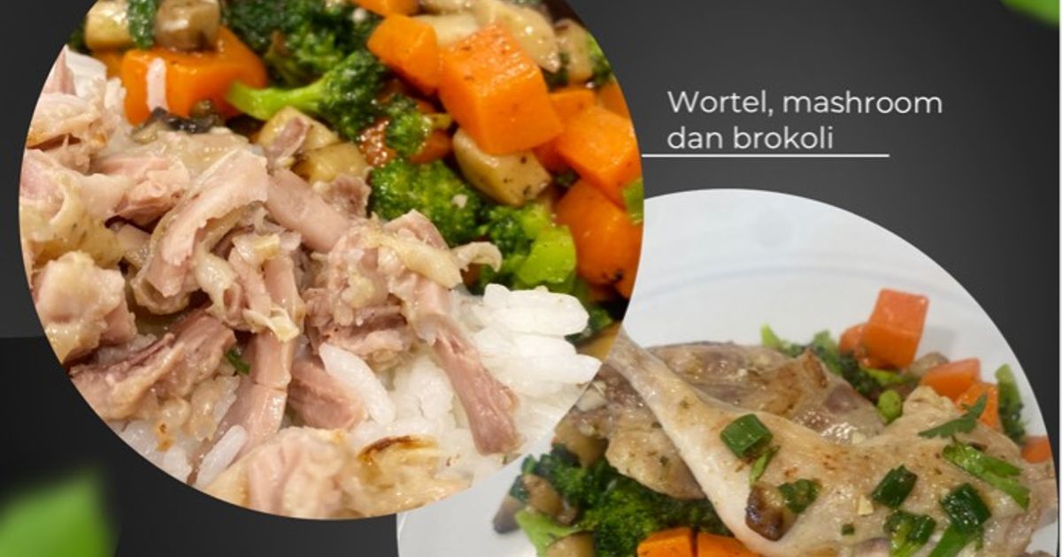 Resep Western Pigeon Thigh With Fried Broccoli, Mushroom And Wortel ...