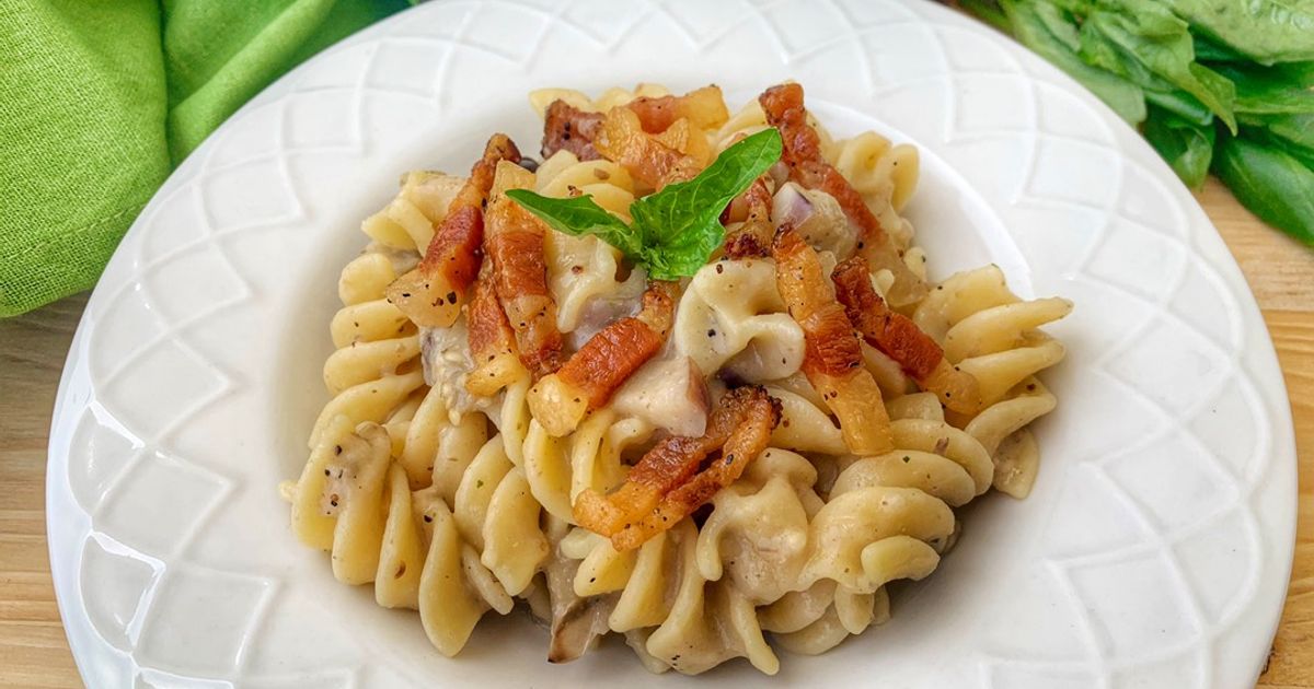 Pasta With Eggplant Cream And Crispy Guanciale Recipe By Elodia