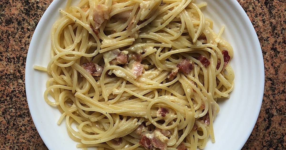 Spaghetti carbonara con nata - 175 recetas caseras- Cookpad