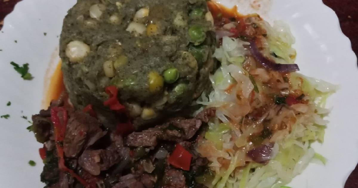 Mukimo steamed cabbage beef Recipe by Prishens waitherero - Cookpad