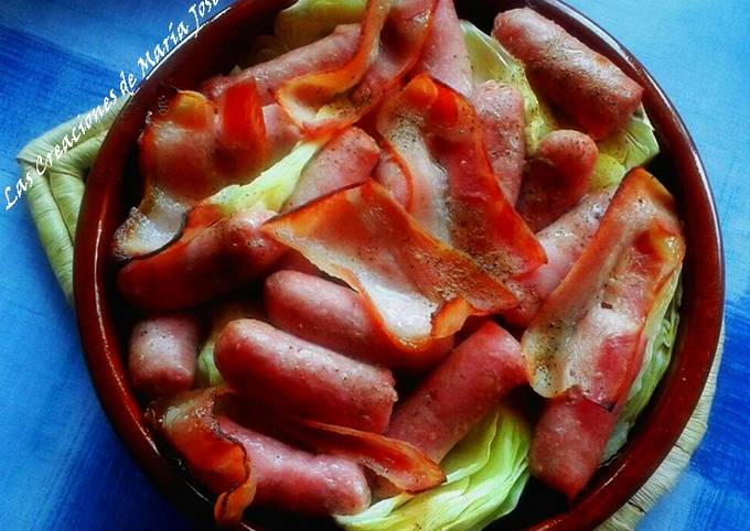 Repollo al horno con salchichas y bacon Receta de Las Creaciones de ...