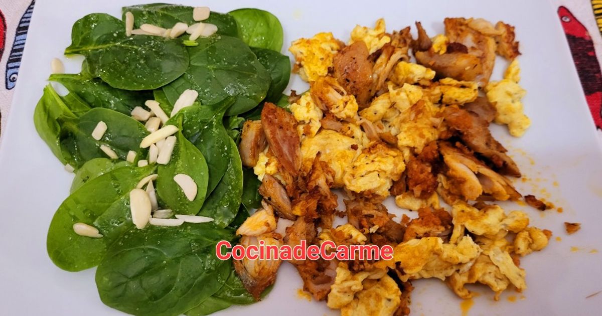 Revuelto De Pollo Con Sobrasada Y Espinacas Receta de carme castillo ...