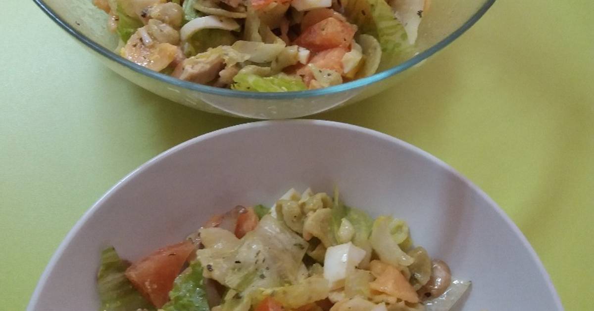 Ensalada de pasta con pechuga de pollo y champiñones Receta de ...