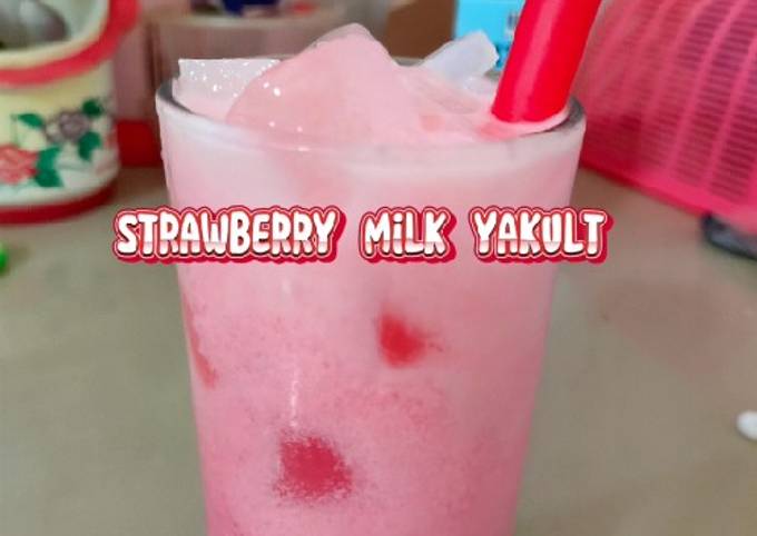 Resep Strawberry milk yakult 🍺🍓 oleh Etik Umami - Cookpad