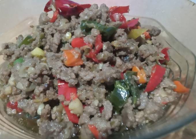Resep Daging giling tumis cabai oleh Mama SYAFIQ - Cookpad