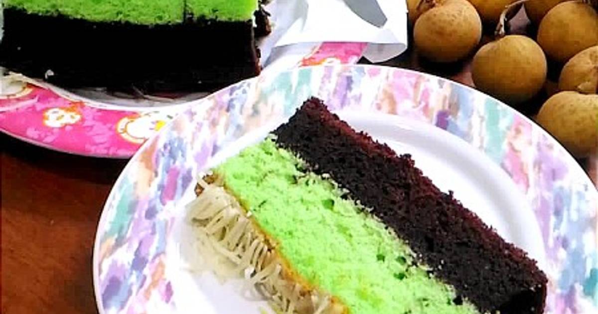 Resep Brownis coklat pandan no mixer oleh Ibu Tina - Cookpad