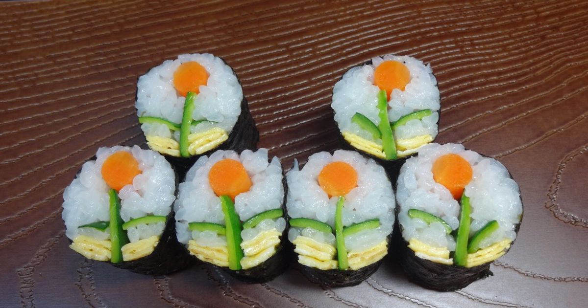 Designers Rolled Sushi (Flowers W/O Fish) Recipe by kanosan