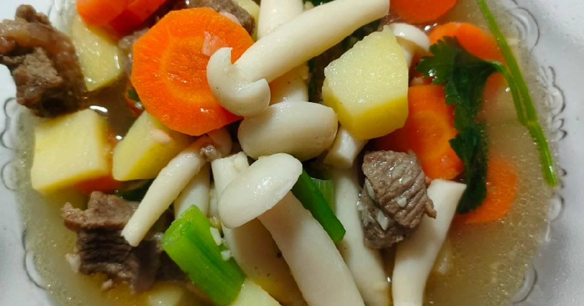 Resep Sup Daging Jamur Shimeji oleh Key - Cookpad