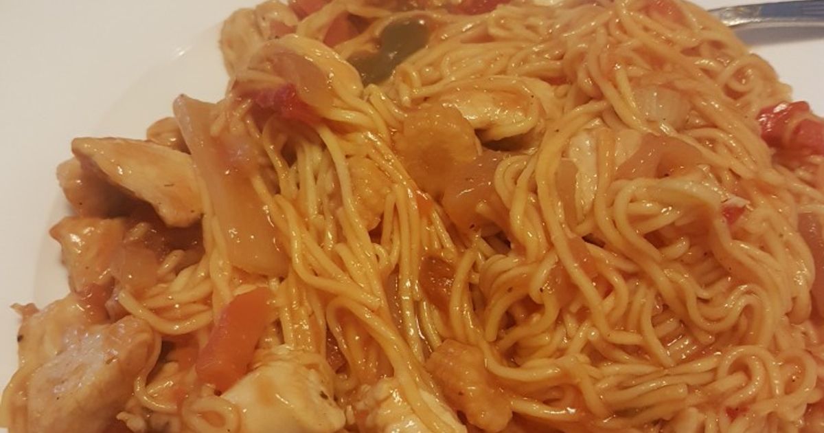 Κοτόπουλο με γλυκόξινη σαλτσα και Noodles 🍛 Συνταγή από τον/την Elena ...