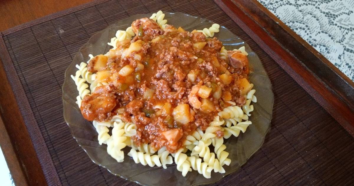 Tirabuzón con tuco de pollo Receta de Melina Hernández- Cookpad