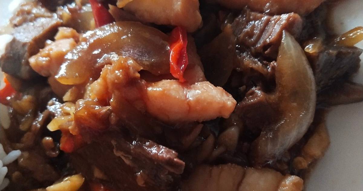 Resep Daging sapi dan tuna fillet lada hitam oleh bella tiurland - Cookpad