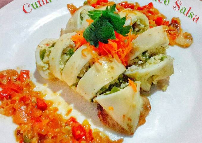 Resep Cumi isi tahu sauce salsa oleh Prilli Putri - Cookpad