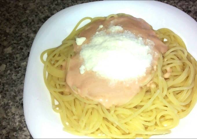 Spaguettis a la crema rosa Receta de La Tía Angelita (los secretitos de ...