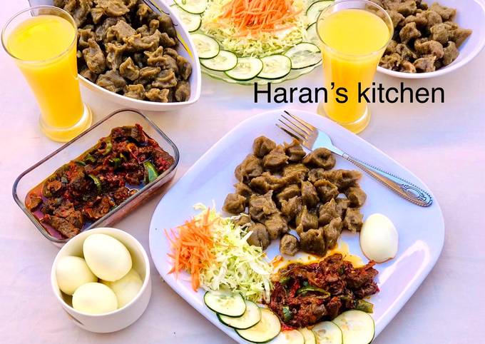 Dumplings (dan wake) with kidney and liver sauce Recipe by lubabatu ...