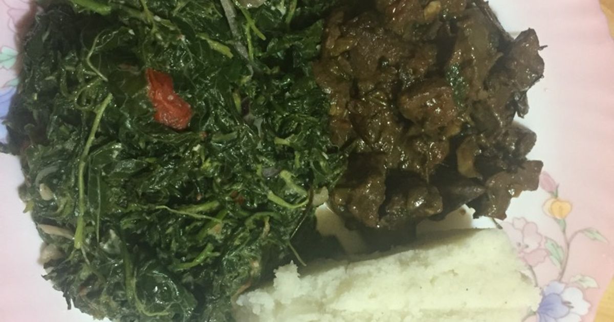 Managu With Fried Liver Served With Ugali Recipe by Edna Asiba - Cookpad