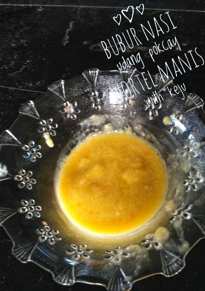 Resep MPASI 6M Day 20 Bubur saring udang+pokcay+labusiam+worte+keju ...