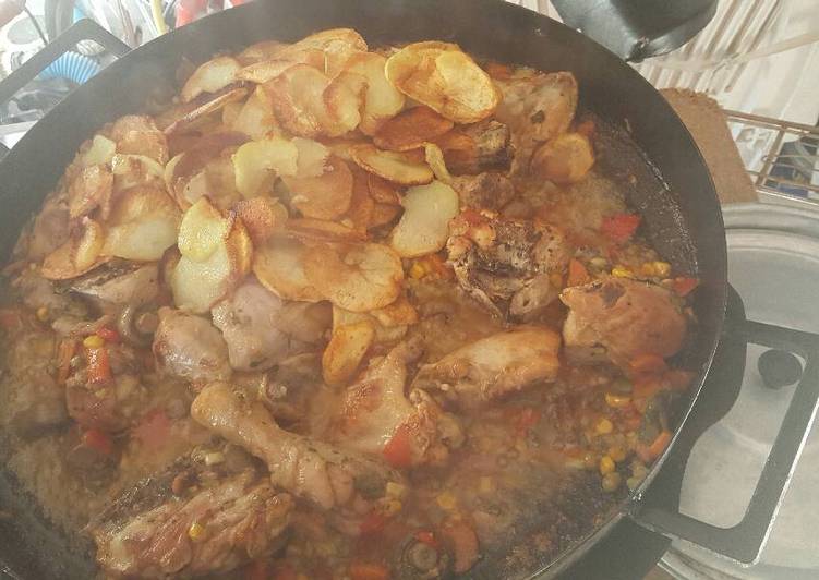 Pollo con papas a la cerveza en disco Receta de calabre- Cookpad