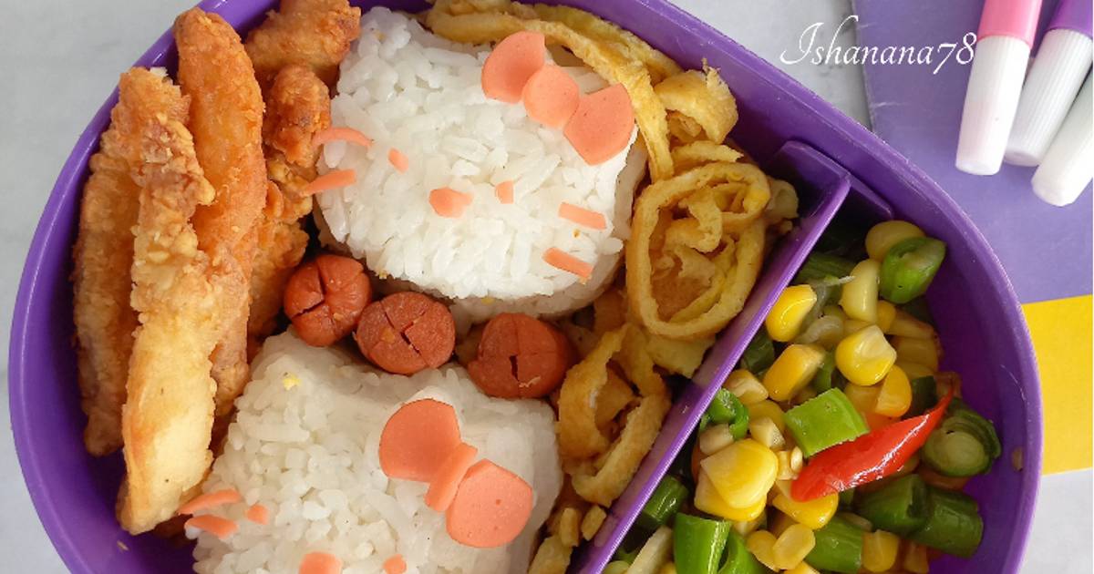 Resep Bento lunch box dengan tumis buncis simpel oleh Ima Fatmawati - Cookpad