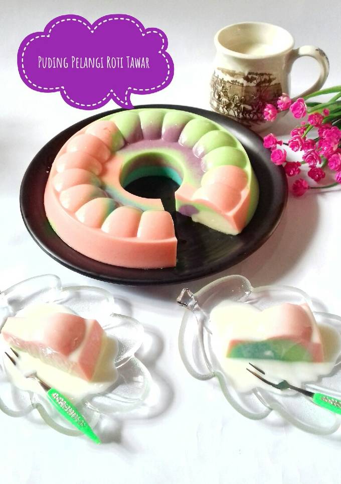 Resep Puding Pelangi Roti Tawar oleh KasMira - Cookpad