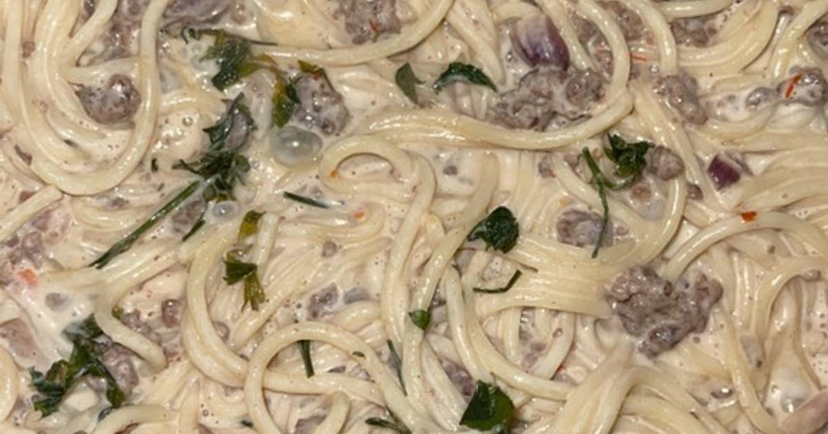Creamy Minced Meat Spaghetti Recipe by Dr A. - Cookpad
