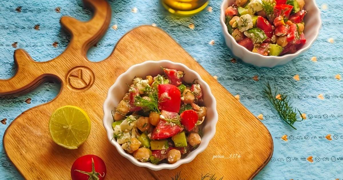 طرز تهیه سالاد نخود با پنیر فتا 🥒🍅 ساده و خوشمزه توسط Parisa ...