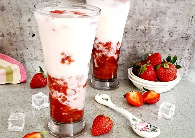 Resep Korean fresh strawberry milk oleh Giacinta Permana - Cookpad