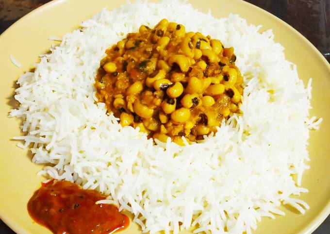Boiled rice with white lobia Recipe by Kuldeep Kaur - Cookpad