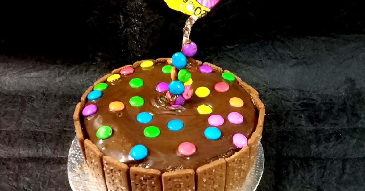 Biscuit Chocolate Gems Cake Recipe by Divya Konduri - Cookpad