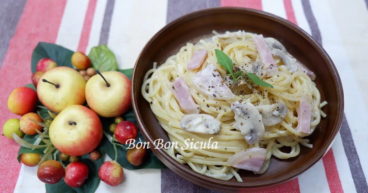 Cách Làm Món Spaghetti Sốt Kem Phô Mai Nấm Mỡ của Bòn Bon - Cookpad