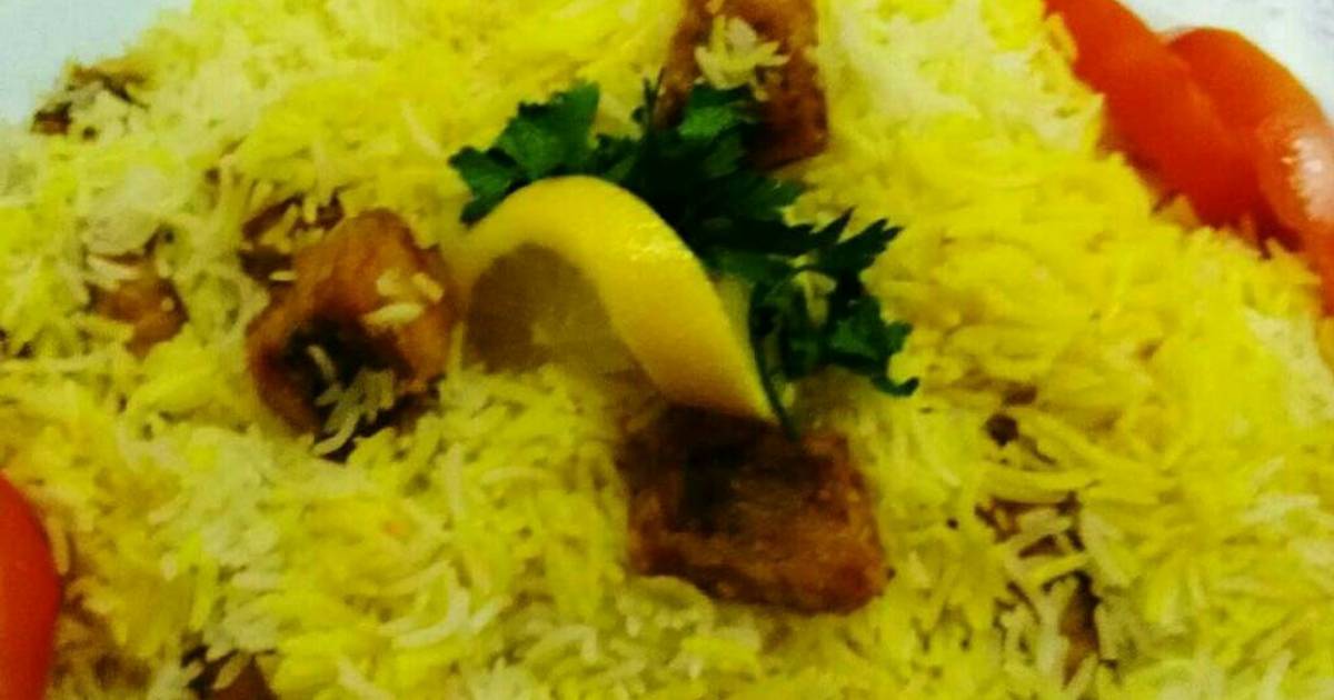 طريقة عمل رز بالزعفران بمكعبات سمك الكنعد على اصولها بطريقة سهلة وسريعة من رويدة عودة Rowyda ...