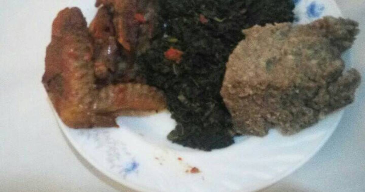 Brown Ugali Greens And Chicken Recipe By Hildah Mwangi Cookpad