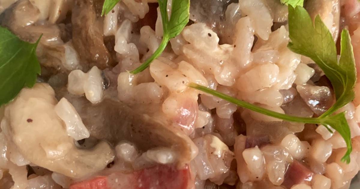 Risotto de jamón ibérico y setas Receta de joscuamar- Cookpad