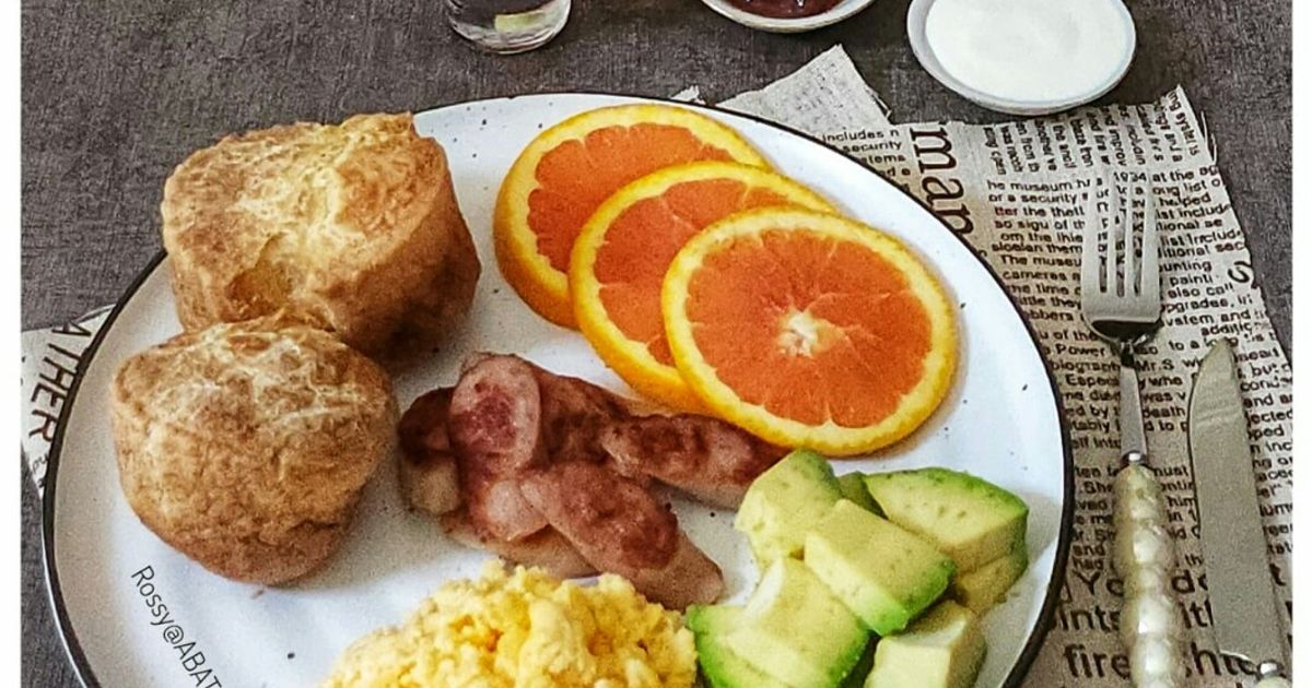 Resep My Breakfast : English Yorkshire Pudding + Cheese Scramble Egg ...
