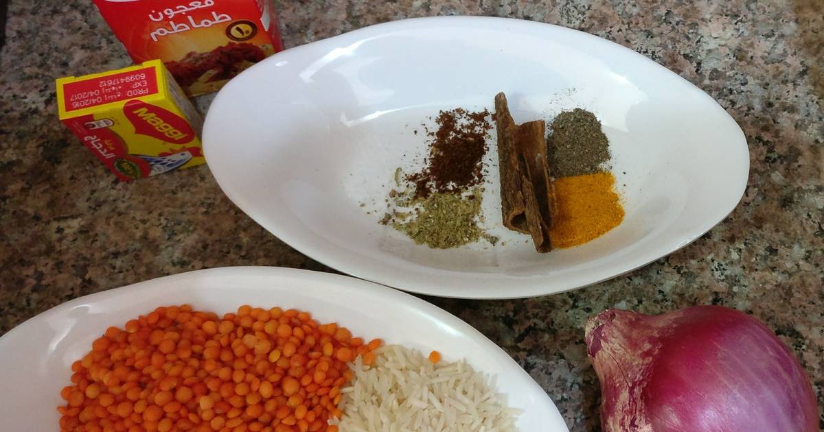 طريقة عمل مجدره حمراء (رز بالعدس الاحمر) على اصولها بطريقة سهلة وسريعة ...