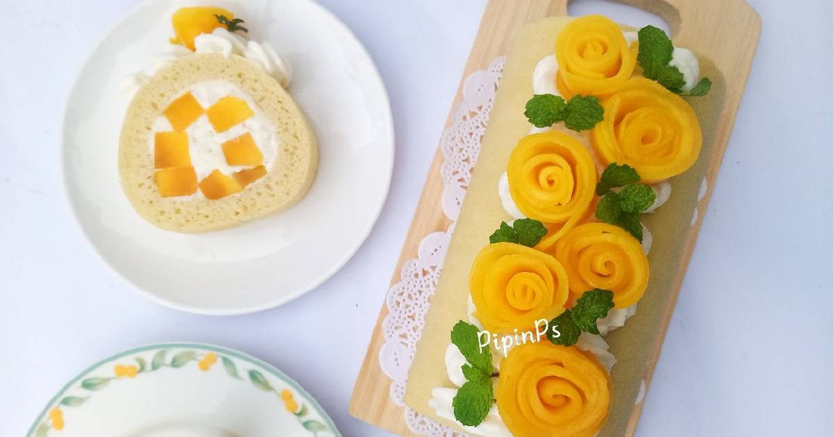 Resep Mango Japanese Roll Cake oleh 𝓟𝓲𝓹𝓲𝓷 𝓟𝓼 - Cookpad
