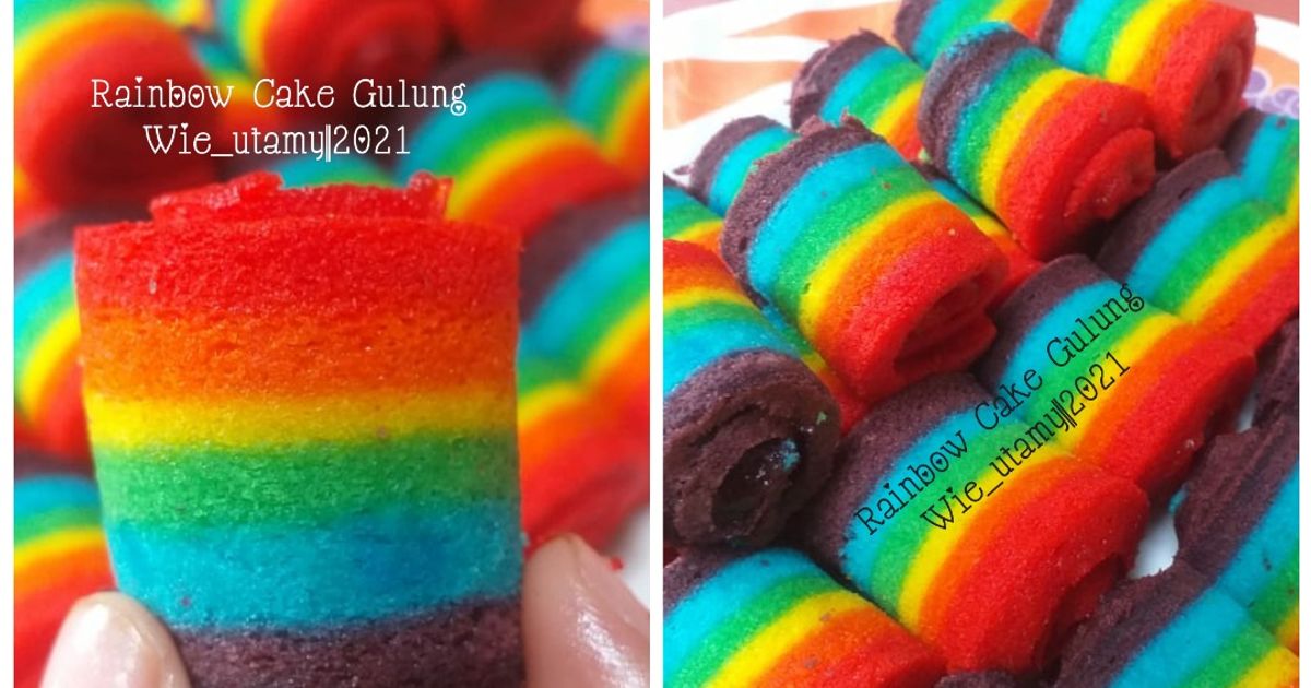 Resep Rainbow Cake Gulung (Kukus) oleh Wie Utamy - Cookpad