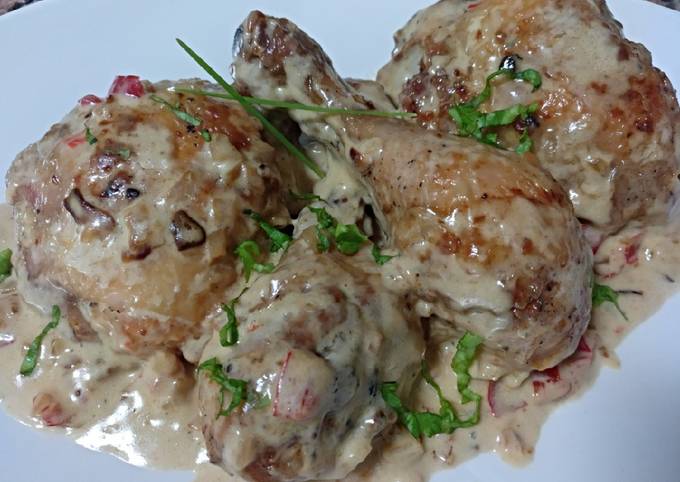 Pollo en salsa de queso y tropezones de verduras Receta de Ángeles ...