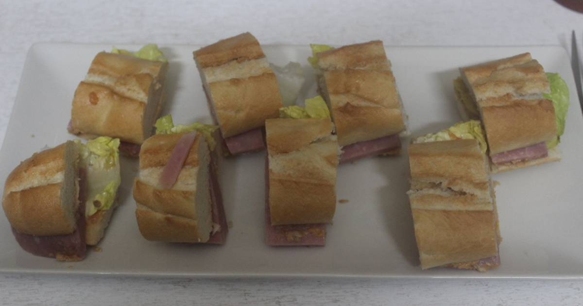 Bocadillos de jamón dulce y atún, troceados y sin trocear Receta de ...
