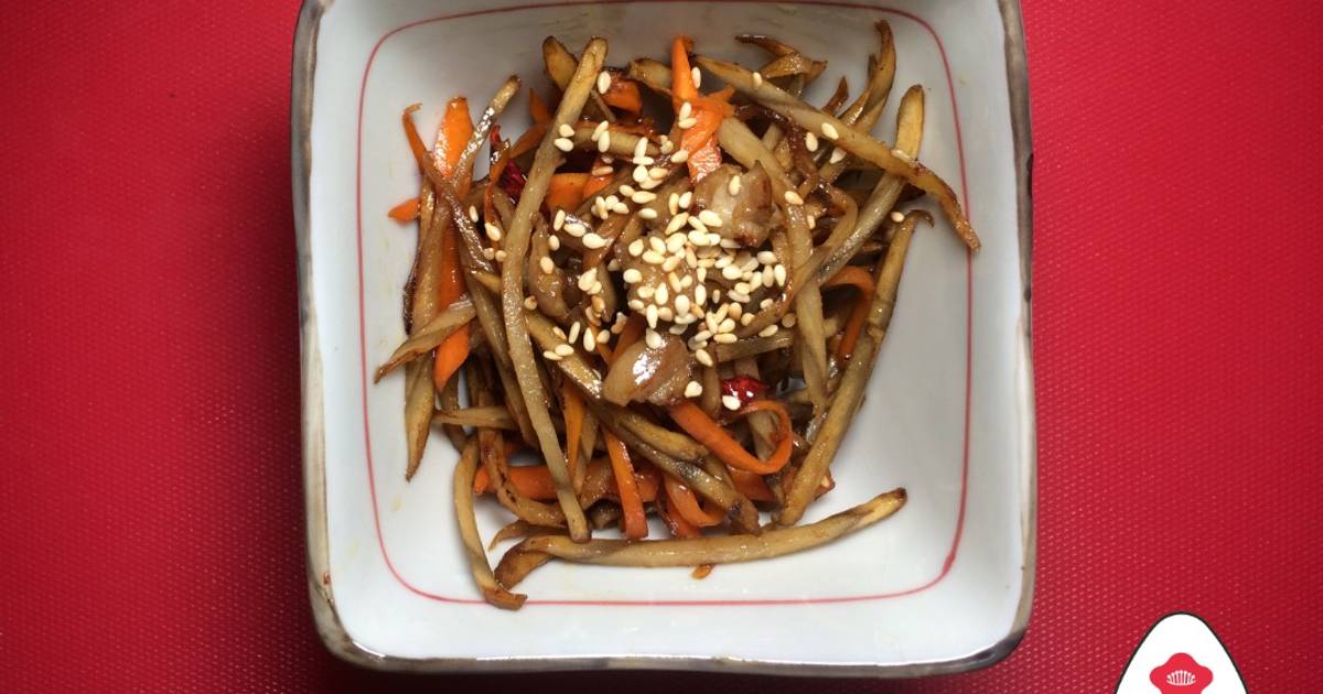 Resep Kimpira Gobo (Japanese stir fry vegetable dish with braised ...