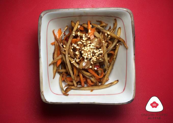 Resep Kimpira Gobo (Japanese stir fry vegetable dish with braised ...