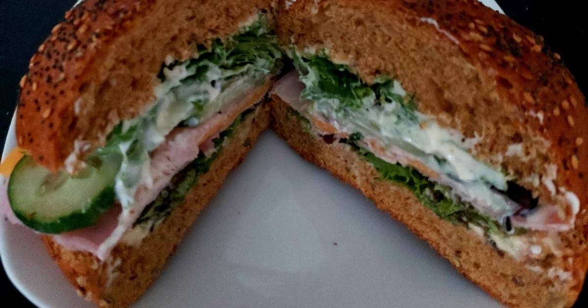 My Wholegrain Cob with Ham,cheese,cucumber, lettuce & Mayonnaise Recipe ...