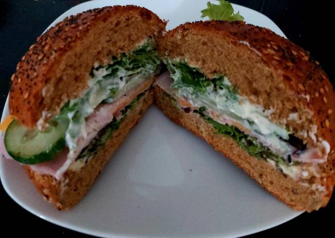 My Wholegrain Cob with Ham,cheese,cucumber, lettuce & Mayonnaise Recipe ...