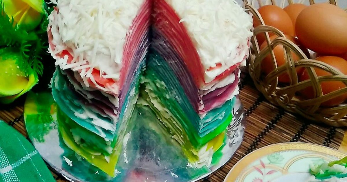 Resep Rainbow Mille Crepe Cake With Cheese oleh Arshiya Kitchen - Cookpad