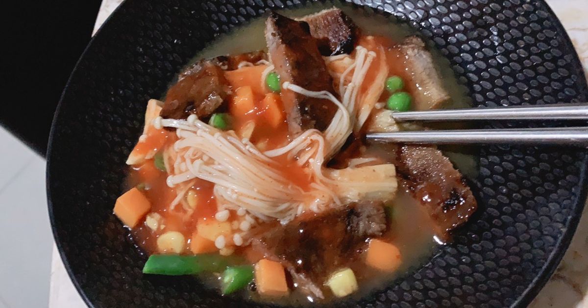 Resep Daging Panggang Jamur Enoki Guyur Saos oleh Virgiana Sekarjaty ...