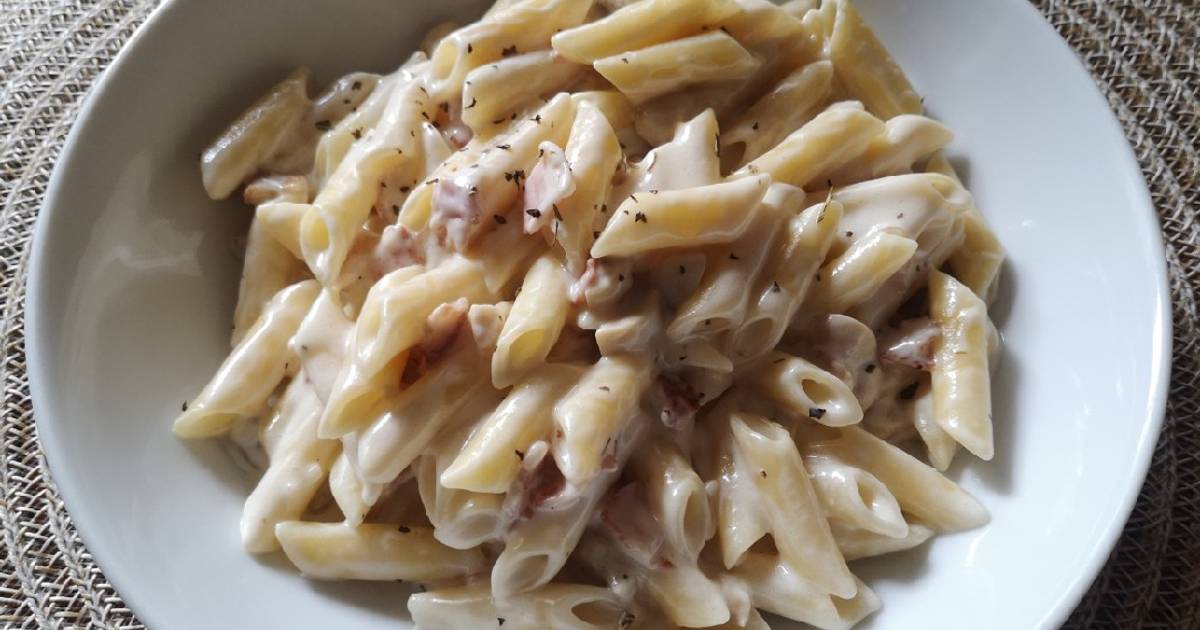 Macarrones En Salsa Parmesano Con Bacon Y Champiñones Receta De Noemí